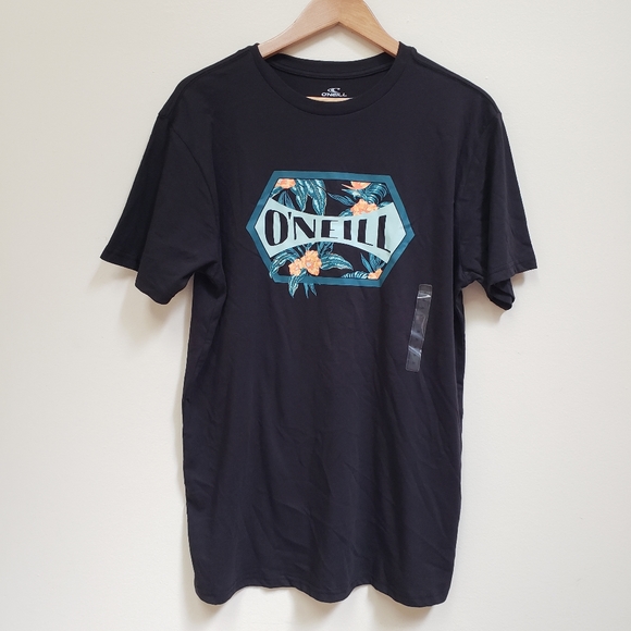 O'Neill | Shirts | Oneill Black Orange Blue Floral Logo Short Sleeve ...